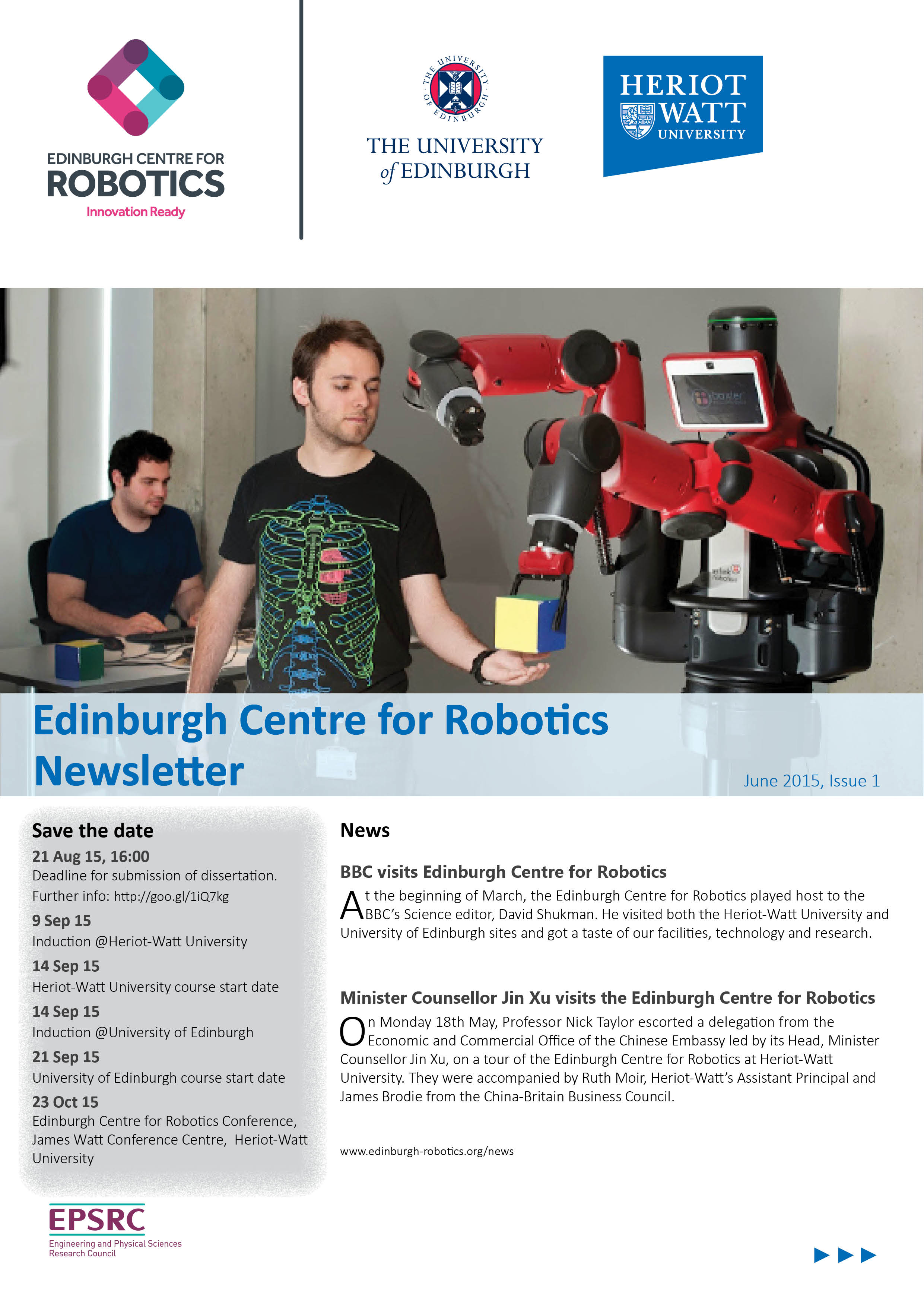 Edinburgh Centre for Robotics Newsletter - June | Edinburgh Centre for Robotics